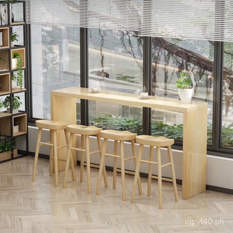 New Chinese Style Solid Wood Bar Table and Chair Combination Milk Tea ...