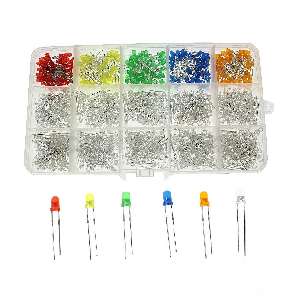 150/300/750PCS 3mm 15 Colors LED Lights Emitting Diodes Assortment Set ...