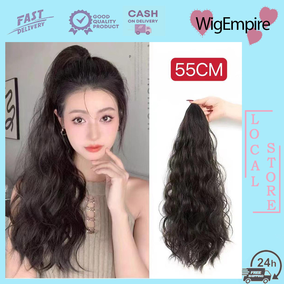 55cm Fashion Hair Wigs Long Curly Hair Wig Claw Clip Extensions ...