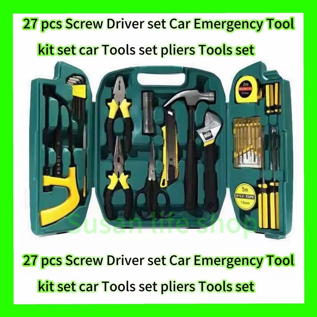 Susanlifeshop 27PCS Screw Driver Set Car Emergency Tool Kit Set Pliers ...