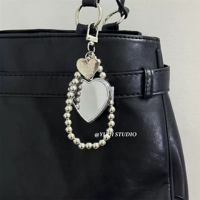 Ins Metal Key Chain with Heart Shaped Mirror Y2k Style Bag Pendant ...