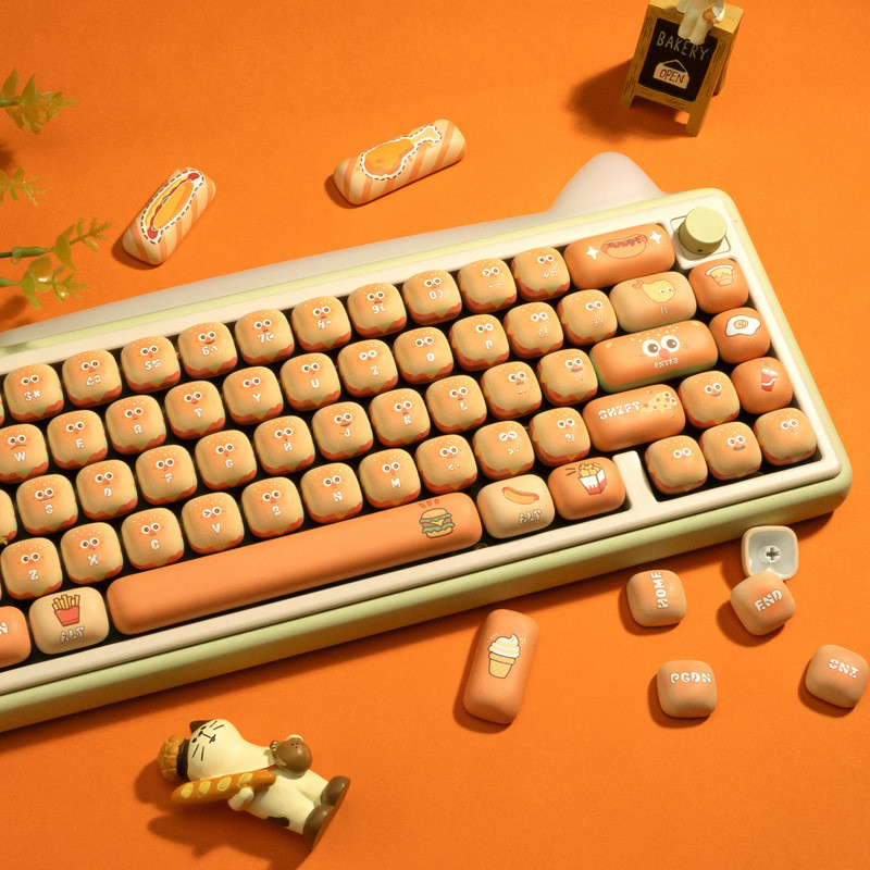 Keycaps Set Shine Through Mog Profile PBT Hamburger Mushroom Keycap For ...