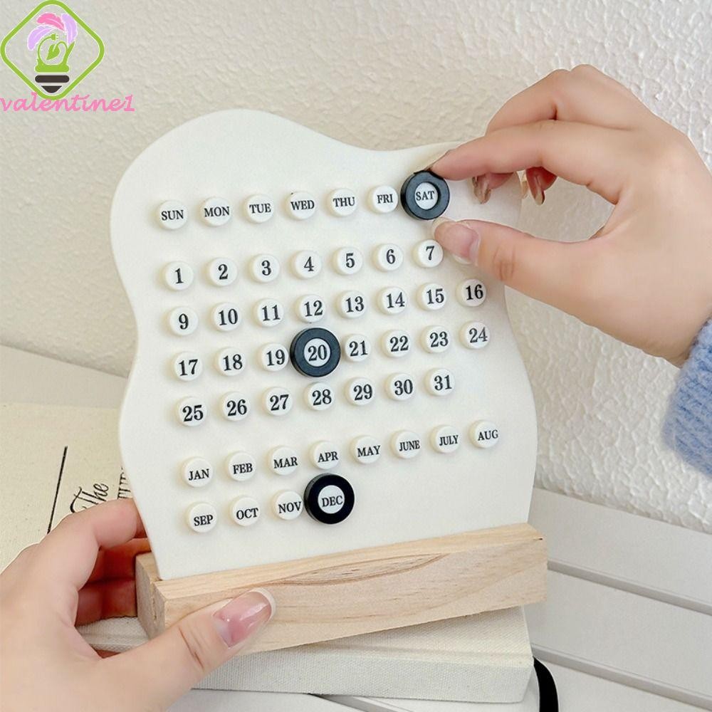 AVALENTINE Manual Perpetual Calendar, Creative Adjustable Wooden Desk ...