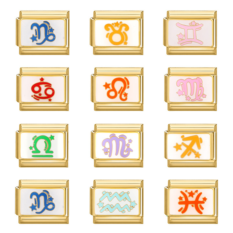 Golden 12 Constellations Italian Charm Bracelet Fit 9mm Stainless Steel ...