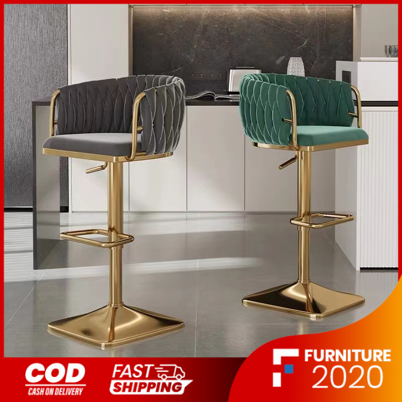 Light luxury bar chair lifting rotating high stool with backrest bar ...