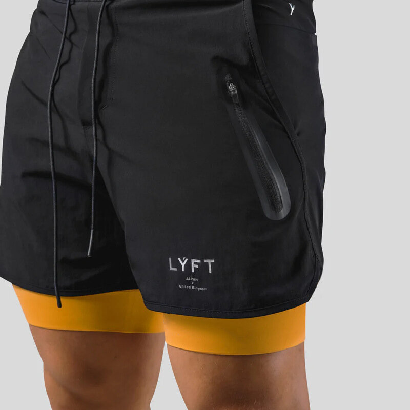 LYFT 2022 Running Shorts Men 2 In 1 Double-deck Quick Dry GYM Sport ...