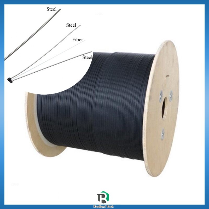 Fiber Cable 1KM 1000m 1 Core 3 Steel Pure Black Wire Outdoor Single ...