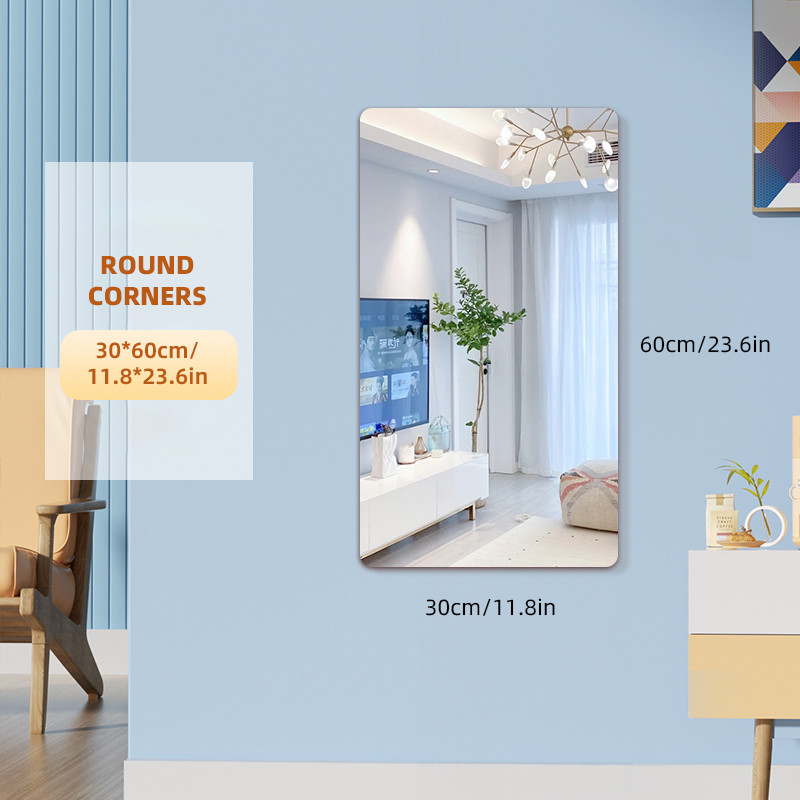 Square Self Adhesive Acrylic Mirror Stick On The Wall Sticker 3d Glass ...