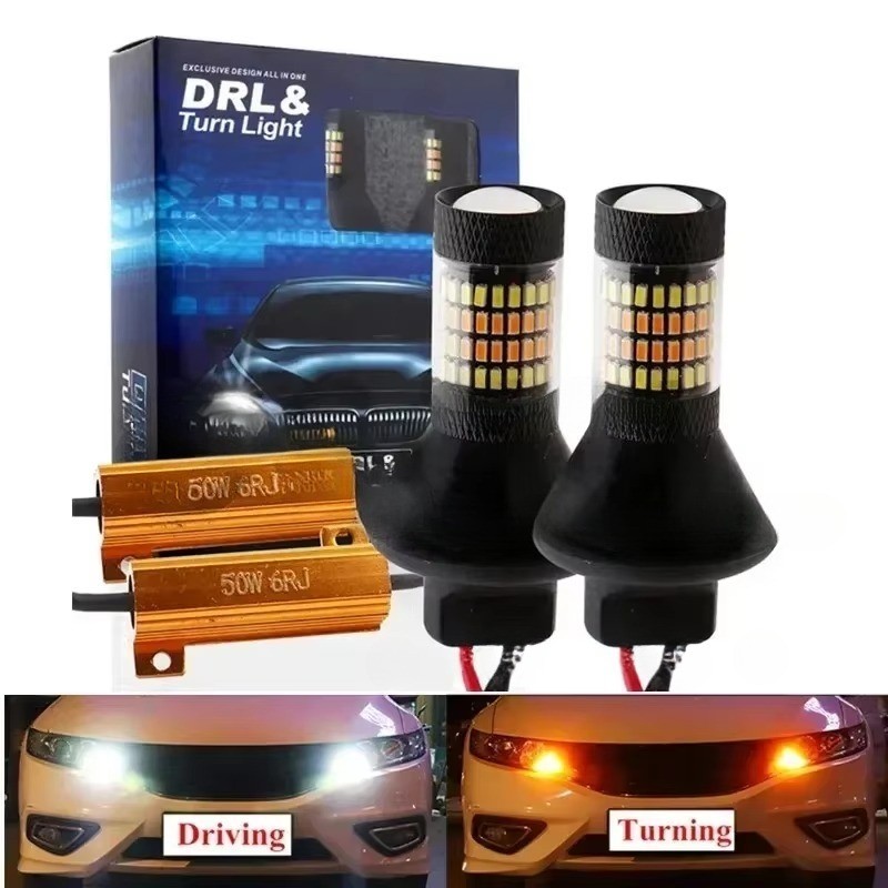 2 pcs Car Super Bright Decoded Turn Signal LED Bi-color Turn Daytime ...