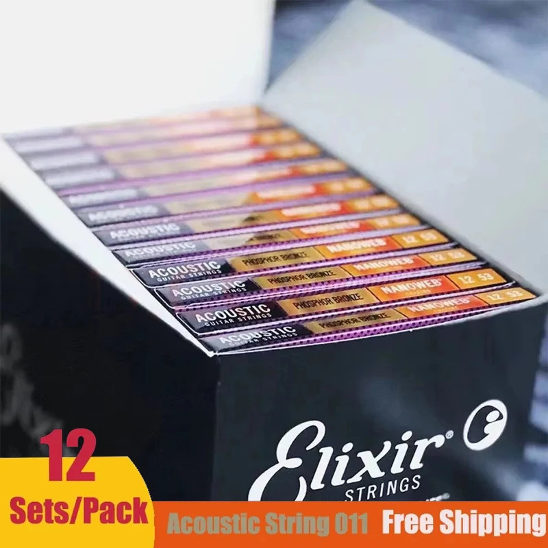 3-Pack Elixir NANOWEB Guitar Strings 80/20 Bronze Light Gauge, Acoustic ...