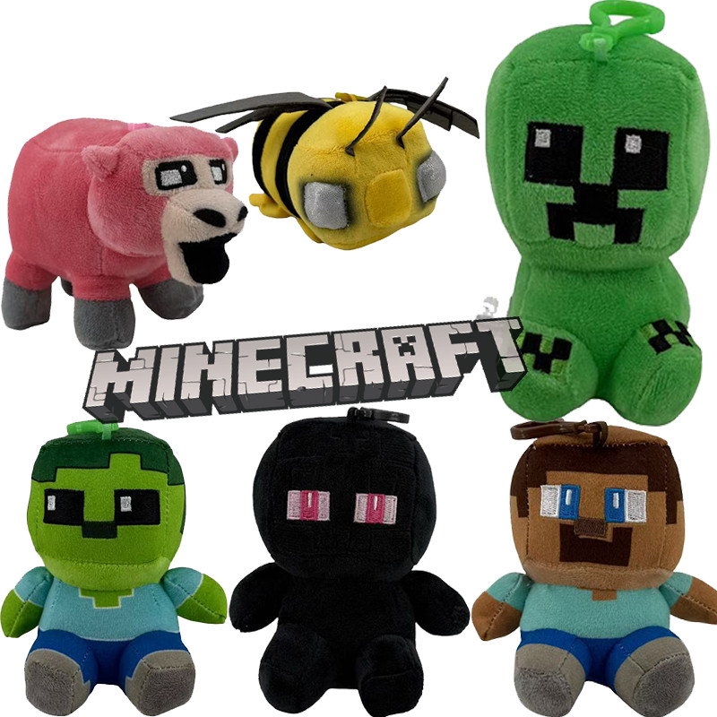 12CM Minecraft Toys Creeper Zombie Steve MC Bee Enderman Keychain ...