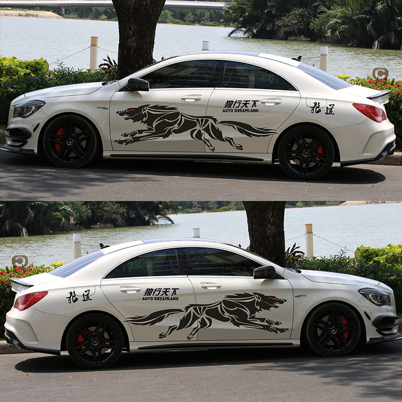 Wolf personality body decals Wolf totem full car stickers Car waist ...