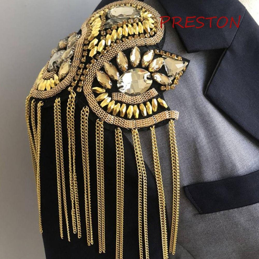 PRESTON Shoulder Board, Epaulets Rhinestone Fringe Shoulder Mark ...