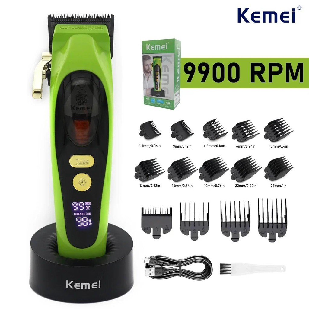 Kemei KM-2035 Professional Hair Clipper for Men - 9900RPM Magnetic Motor, Bearingless Motor, DLC ...
