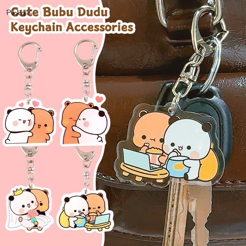 Fashion Sweet Cute Bubu Dudu White Grey Couple Kiss Bear Acrylic ...