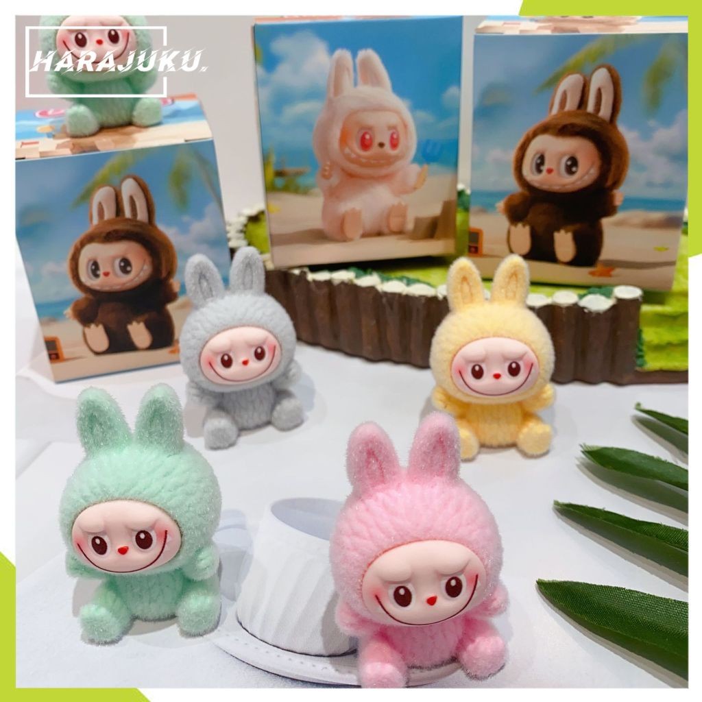 Labubu Mini Desktop Decoration Figurines Flocked Material Labubu Blind ...