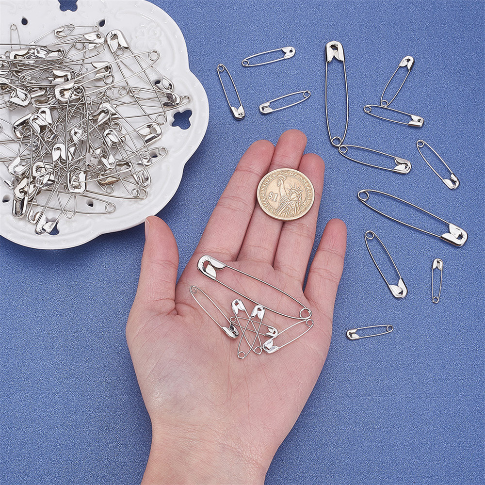 260pcs/set Nickel-plated Steel Mixed Safety Pins in 5 Sizes for Sewing ...
