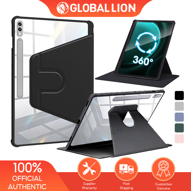 GLOBAL LION 720° Rotation Acrylic For Samsung Tab Case S10 A9 S9 S8 S7 Plus 11 FE 10.9 12.4 8.7 ...