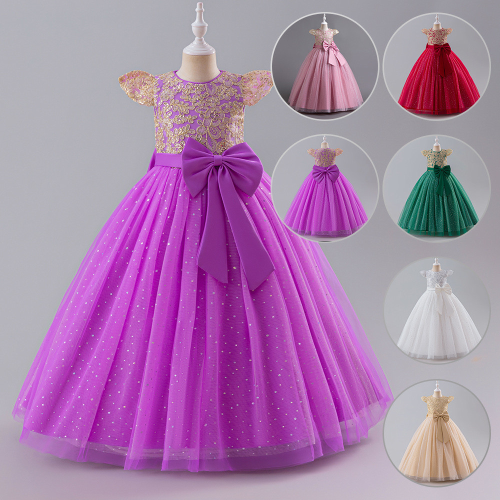 Teenager Children Birthday Party Sequin Embroidery Dress for Girls 10 ...