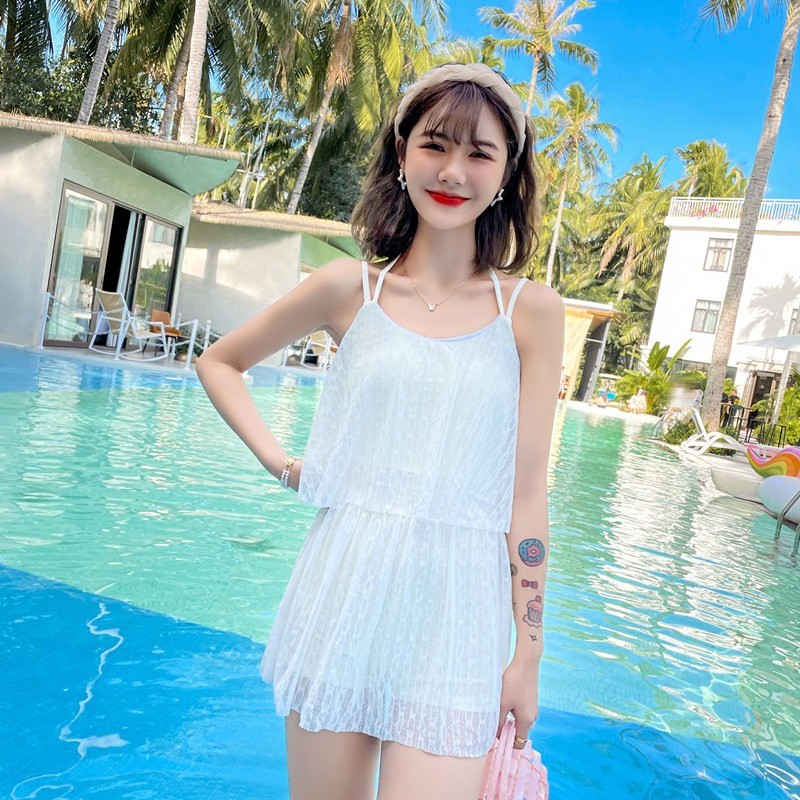 Skirt One-Piece Swimsuit Lace Fashion Conservative Sexy Fairy Swimwear ...