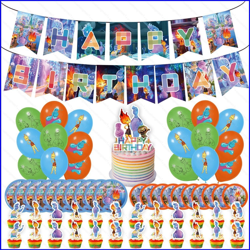 elemental pixar Theme kids birthday party decorations banner cake ...