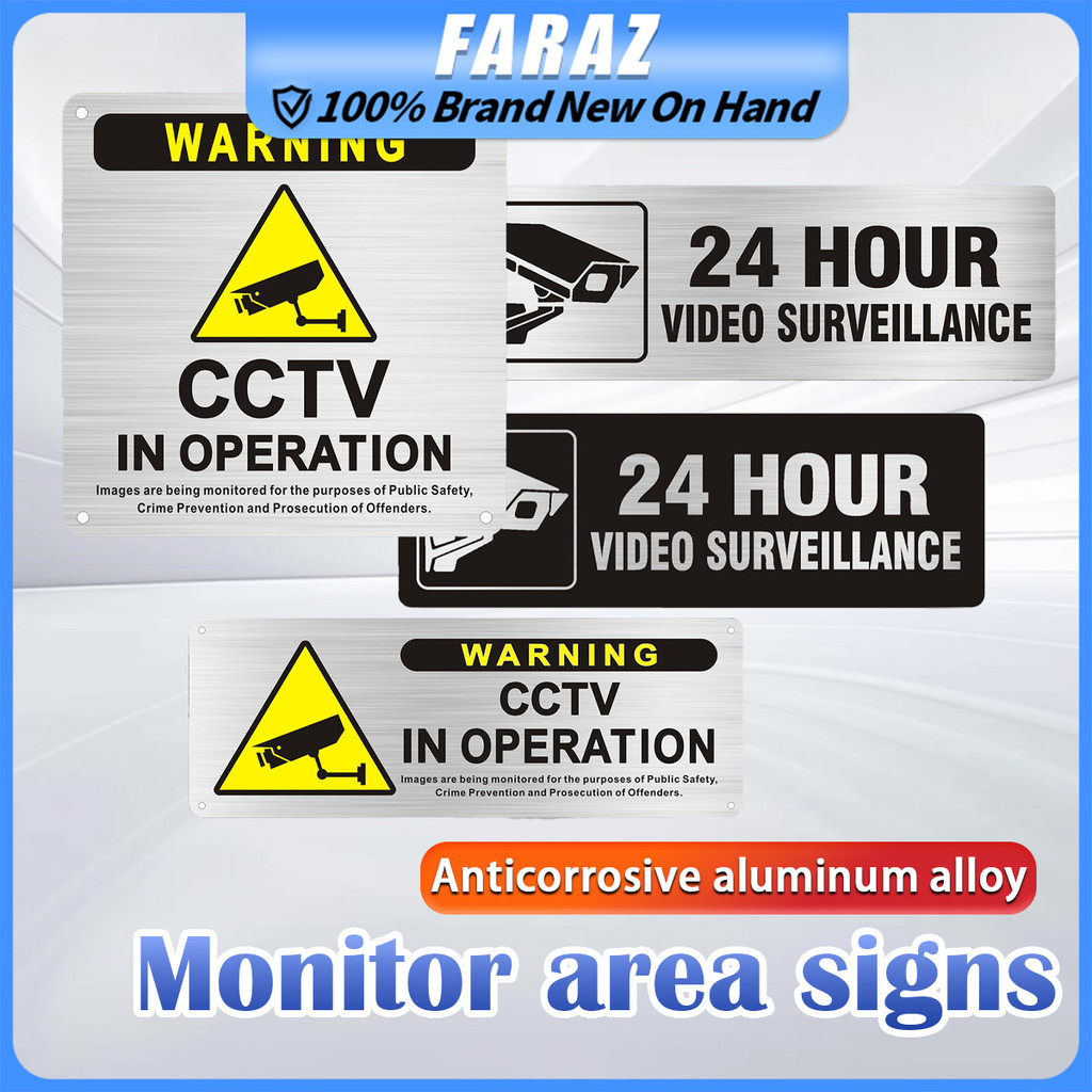 Aluminum Alloy CCTV Warning Board 24 Hours Video Surveillance Durable ...