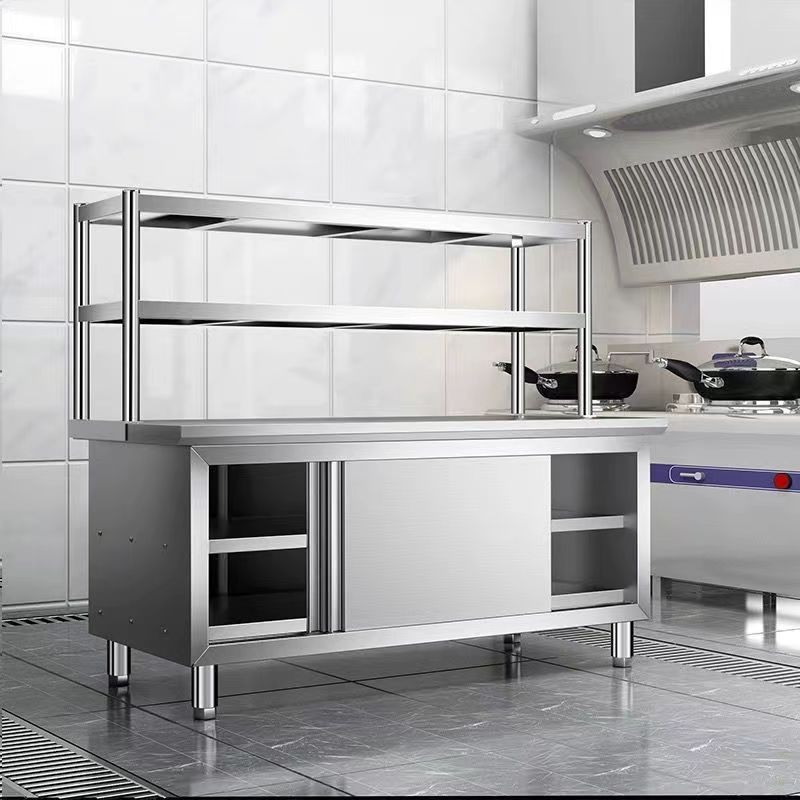 Commercial Stainless Steel Slide Door Work Operating Table Kitchen ...
