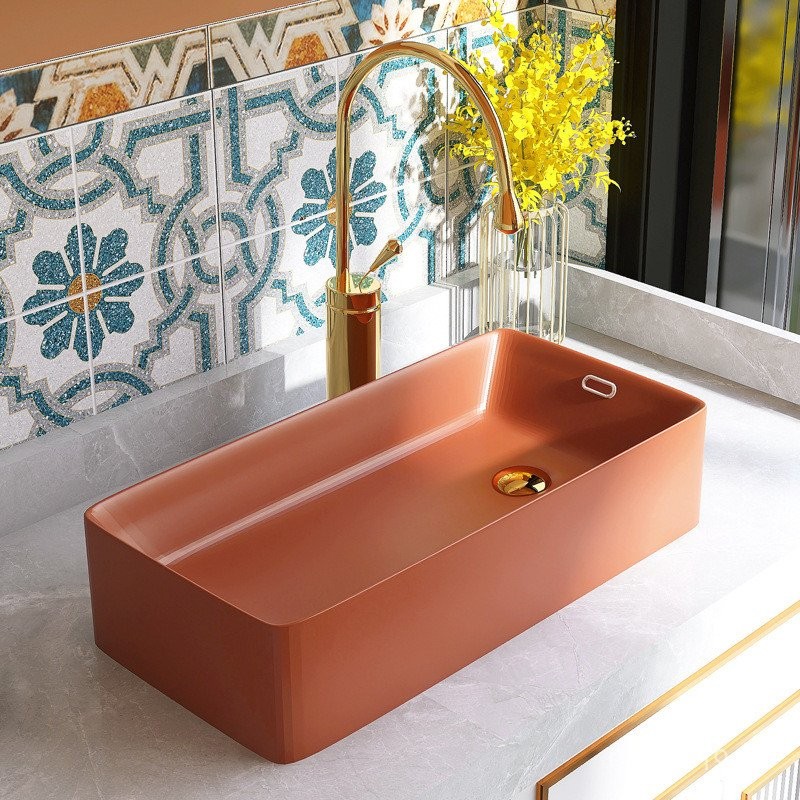 Ceramic Basin Balcony Cabinet Side Washing Machine Square Drain Left ...