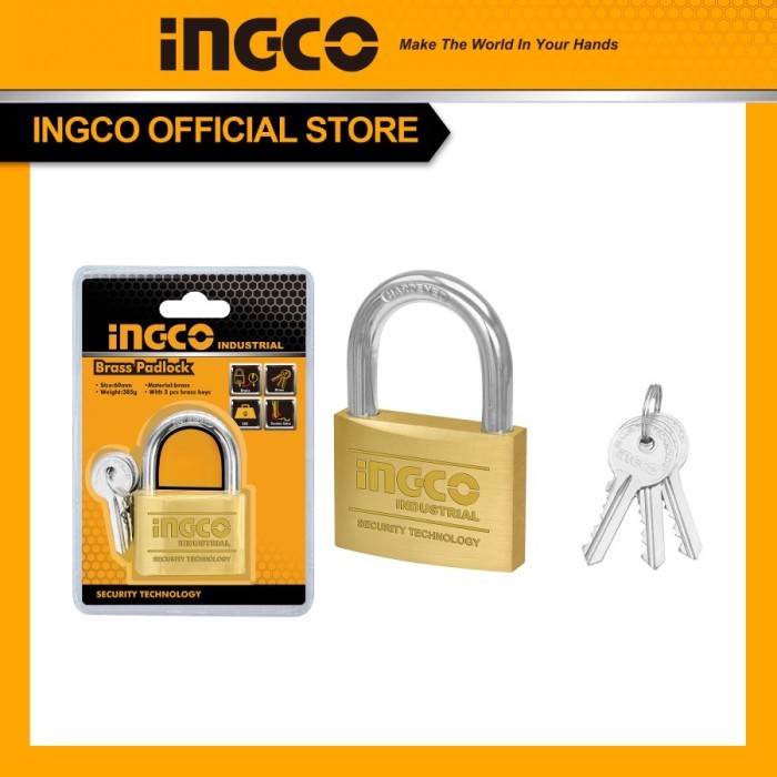 INGCO Brass Padlock Hardened / Heavy Duty Brass Padlock (20-70mm ...