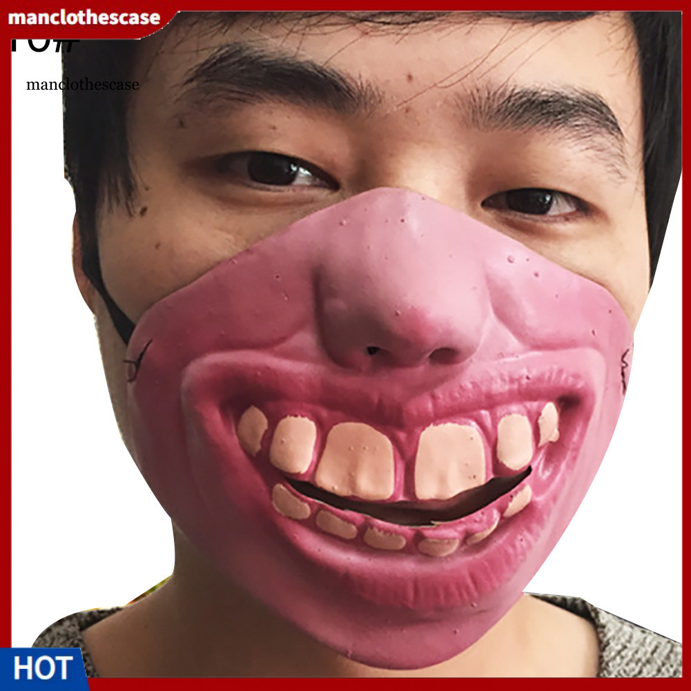 manclothescase Adult Party Halloween Creepy Scary Latex Half Face Mask ...