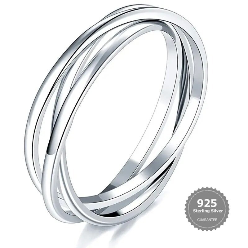 S925 Silver New Simple Plain Ring Geometric Line Winding Ring | Shopee ...