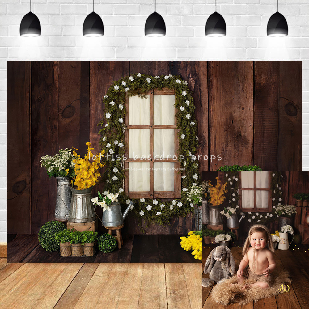 Spring View Window Backdrops Kids Baby Cake Smash Birthday Photocall ...