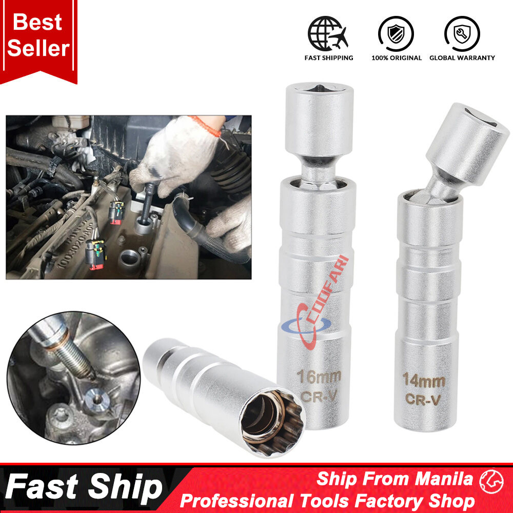 Spark Plug Socket Wrench Adapter 14 &16mm with Magnetic Flexible Socket ...