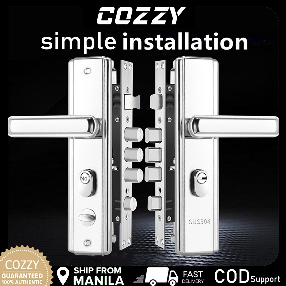 4 Latch Main Doorknobs Doors Lock set Sus304 Stainless steel panel ...