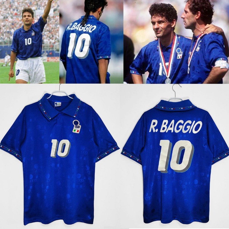 Italy 1994 World Cup #10 Baggio Classic Retro Jersey Football Shirt ...