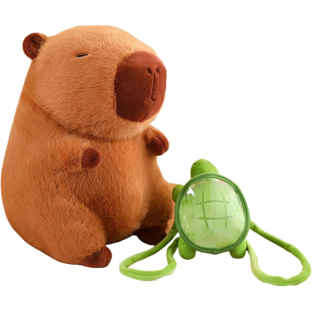 Cute Capybara Plush Toy with Turtle Backpack, Cute Animal Plush, Cute ...