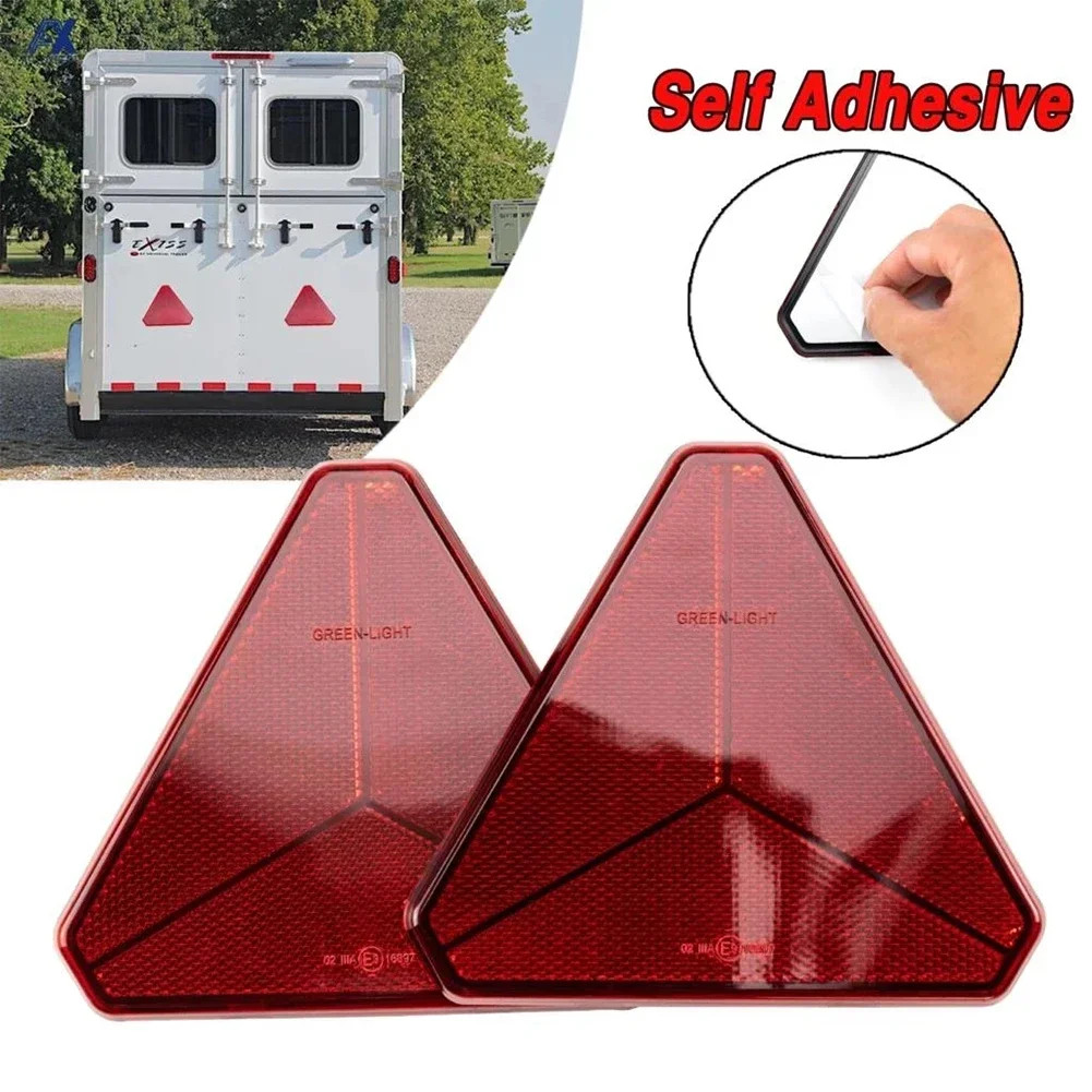 2pcs Red Triangle Plate Truck Reflective Sticker Rear Side Sign Board ...