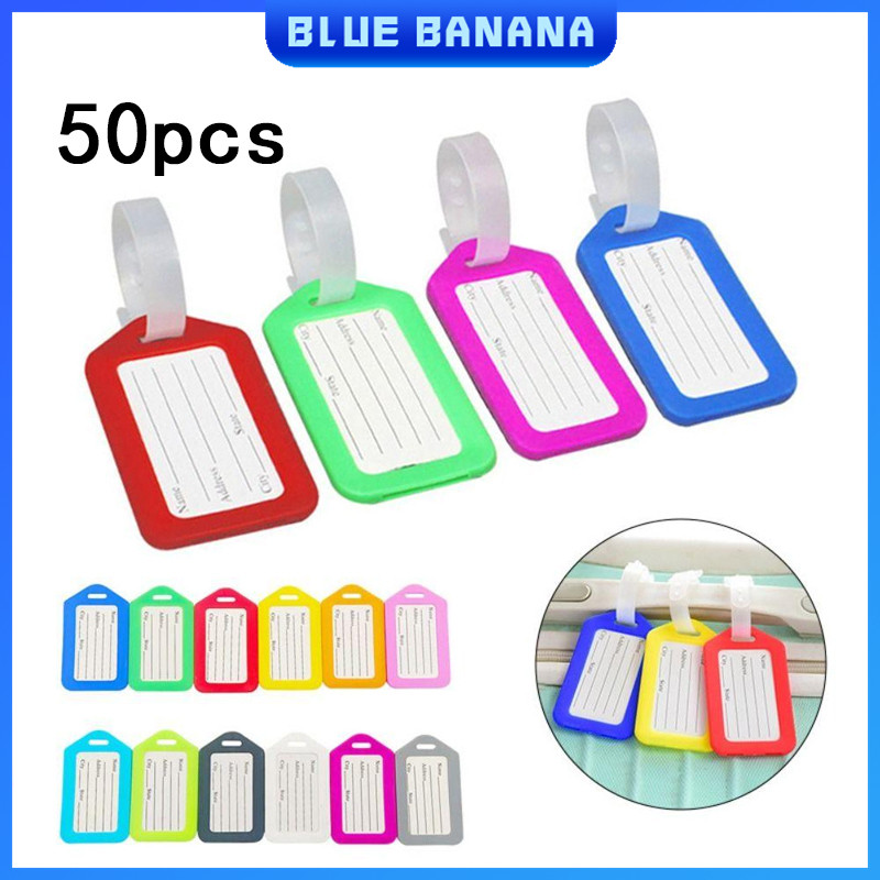 50pcs Luggage Tags Plastic Travel Suitcase Label Card Multicolor ...