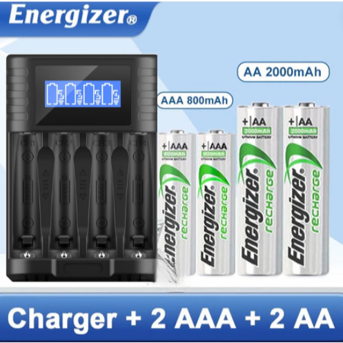 Energizer 4 Slots LCD Display Charger With AA / AAA Nimh Rechargeable ...