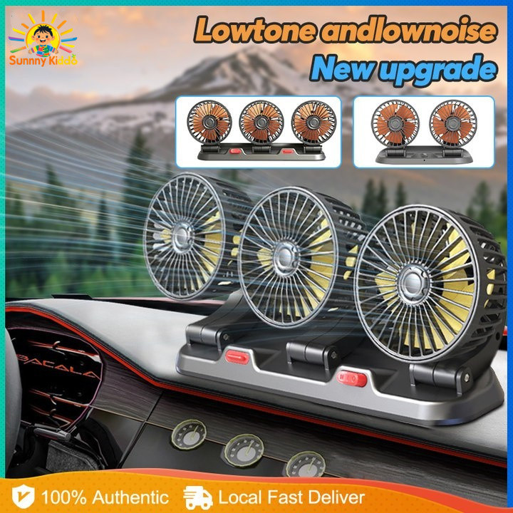 Universal Car Fan 12v/24v Electric Three Head Automotive Fan 360 ...