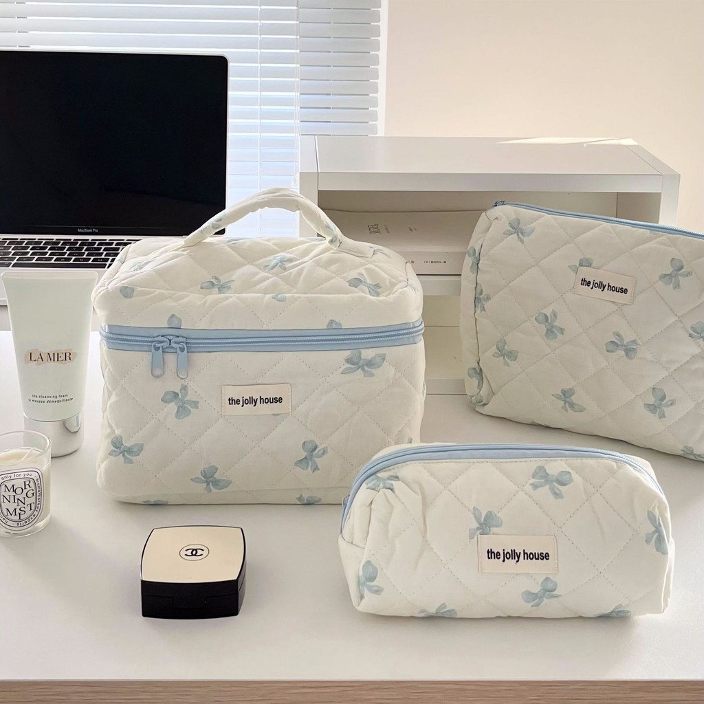 INS Cute Bow Cosmetic Bag Female Large Capacity Student Dormitory ...