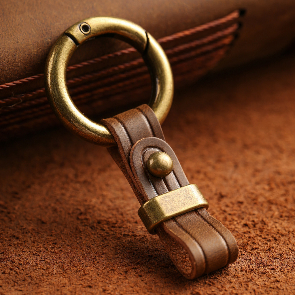 Universal Retro Genuine Leather Car Keychain, Simple Fashionable Design ...