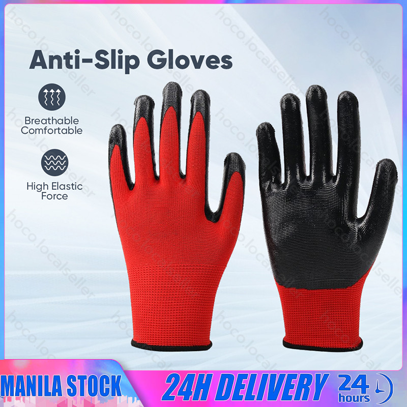 [COD]12Pairs Rubber Palm Coated Construction Gloves | Shopee Philippines