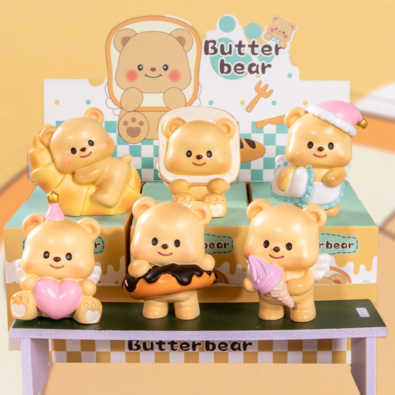 Butter Bear Blind Box - Cute Cartoon Resin Figure Desk Decor Gift Toy ...