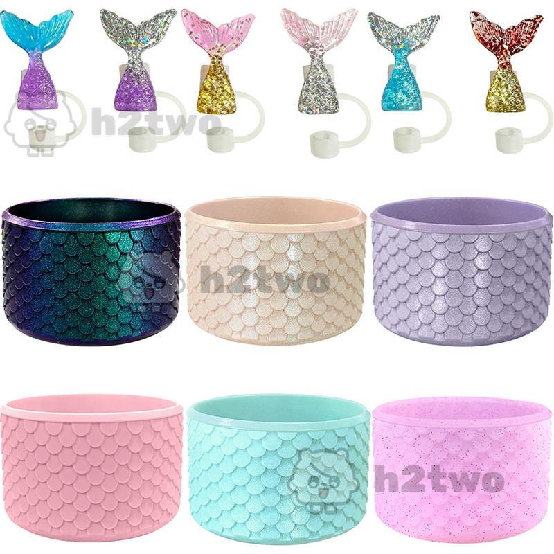 Mermaid Silicone Boot & Mermaid Straw Cover for Cup 40/30/20 Oz Stanley ...