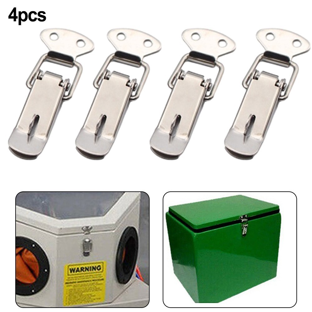 【smelling】 4PCS Stainless Steel Spring Loaded Clamp Clip Case Box Latch ...