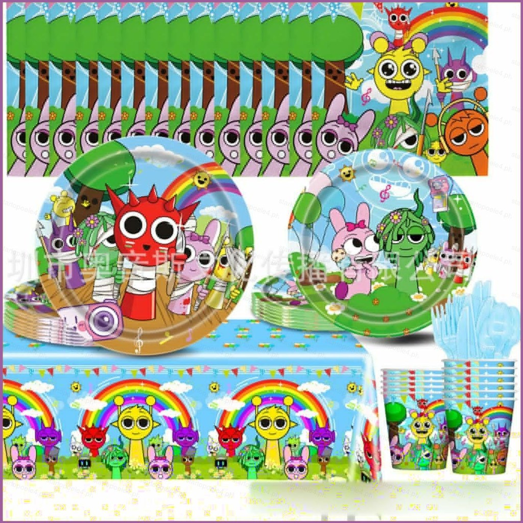 Sprunki theme party banner balloon Party decoration Tablecloth Paper ...