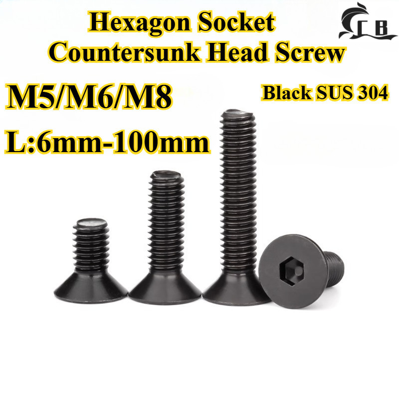 [CB-NLJLS] Black SUS304 Hexagon Socket Countersunk Head Screw M5/M6/M8 ...