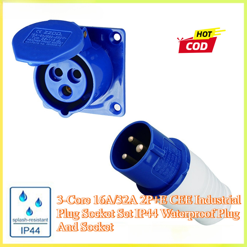 [Ready Stock] 3-Core 16A/32A 2P+E CEE Industrial Plug Socket Set IP44 ...
