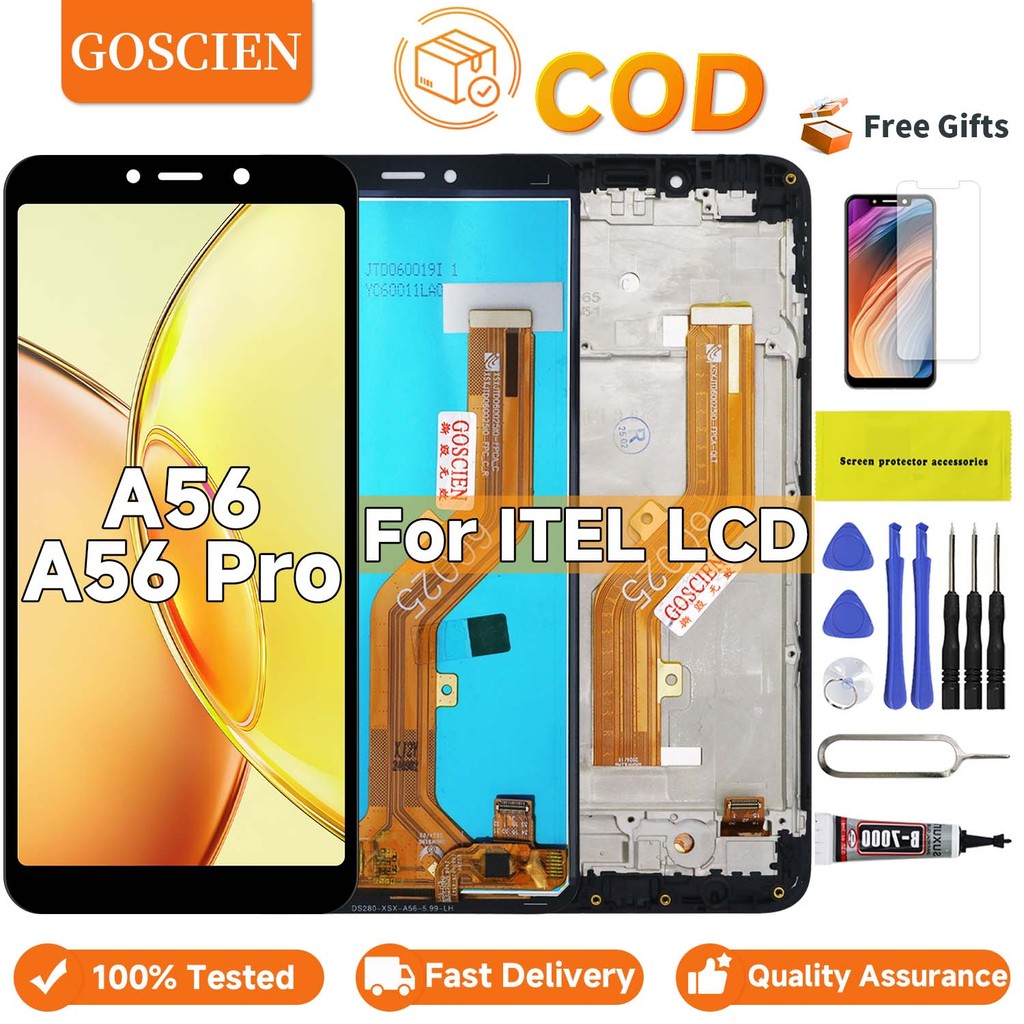 For Itel A56 A56 Pro Original LCD with Frame Display Touchscreen ...